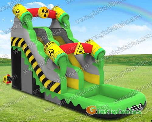 22ftLx10ftW Green biohazard inflatable water slide for kids ...
