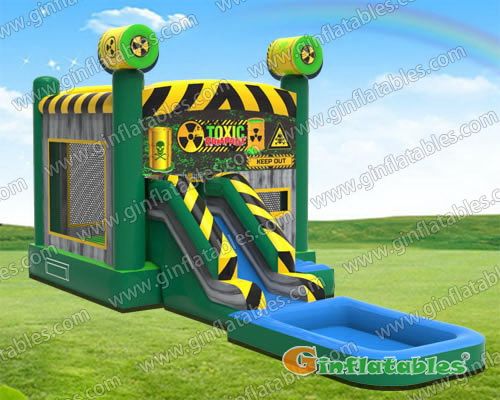 21.3' Green Rainforest Water Combo Inflatable House | Water Combos ...
