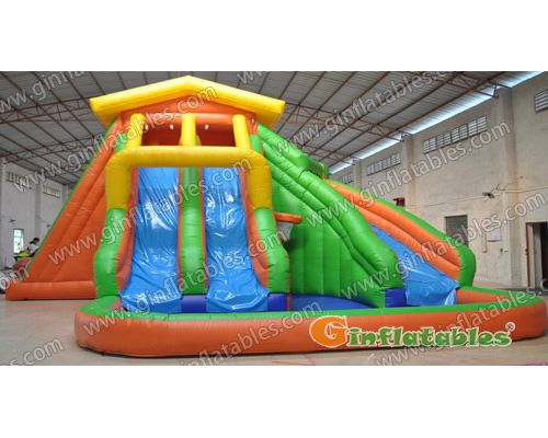 Triple Slide With Pool | Inflatable Water Slides | Products | Ginflatables