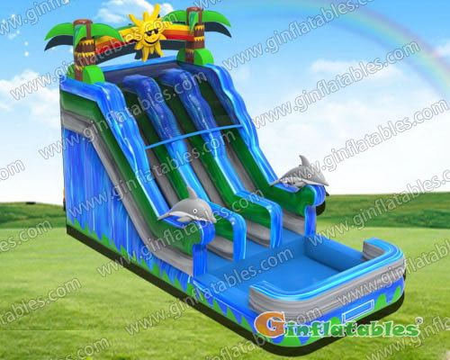 Sunshine Dolphin dual water slide inflatables | Inflatable Water Slides ...